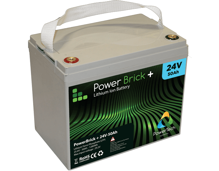 50Ah – 24V Lithium-Ion Battery Pack – 1.28kWh – PowerBrick+ – PowerTech ...